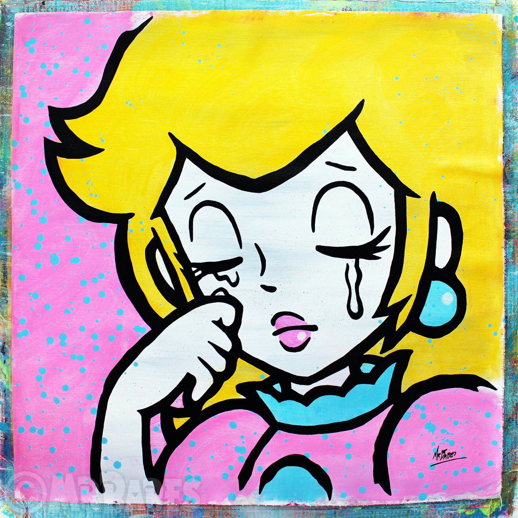 Crying Princess Peach - Original Pop Art Painting by Babes Kopp - Roy ...