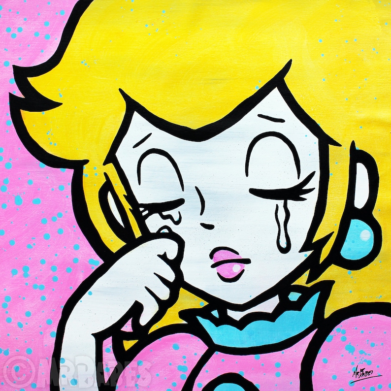 Crying Princess Peach Original Pop Art Painting by Babes - Etsy