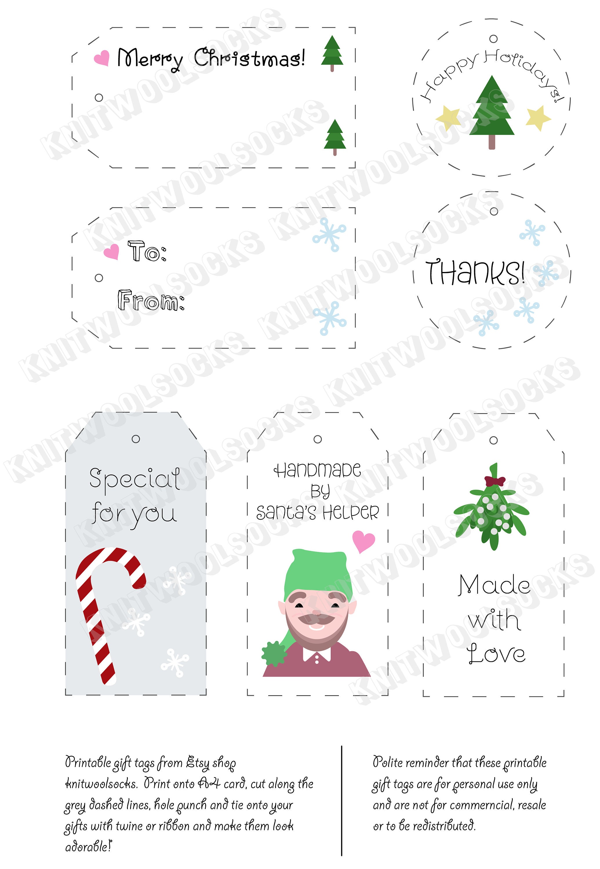 Christmas Gift Tags Digital Download Handmade Printables - Etsy