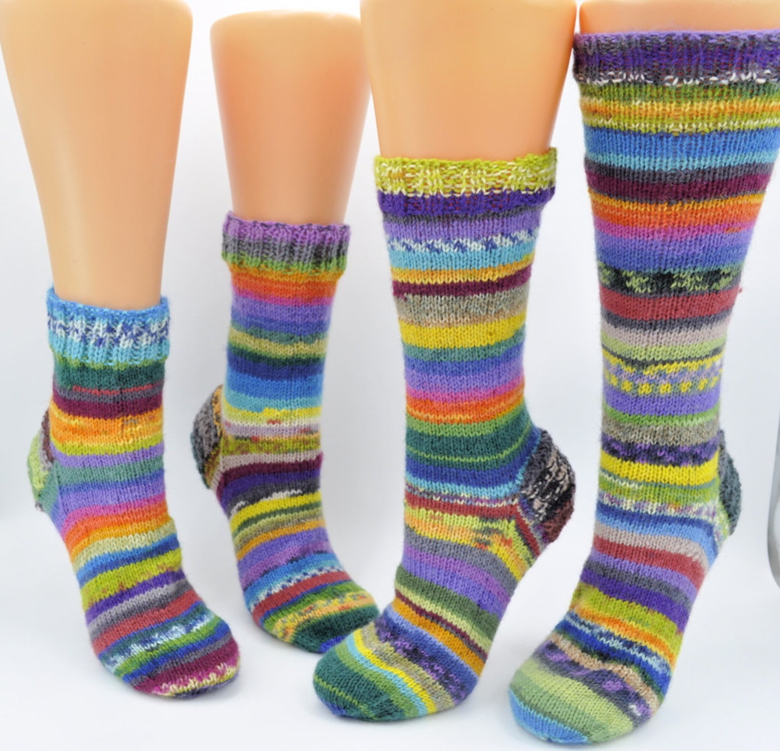 Hand Knit Wool Socks for Women Who Love Colorful Odd - Etsy