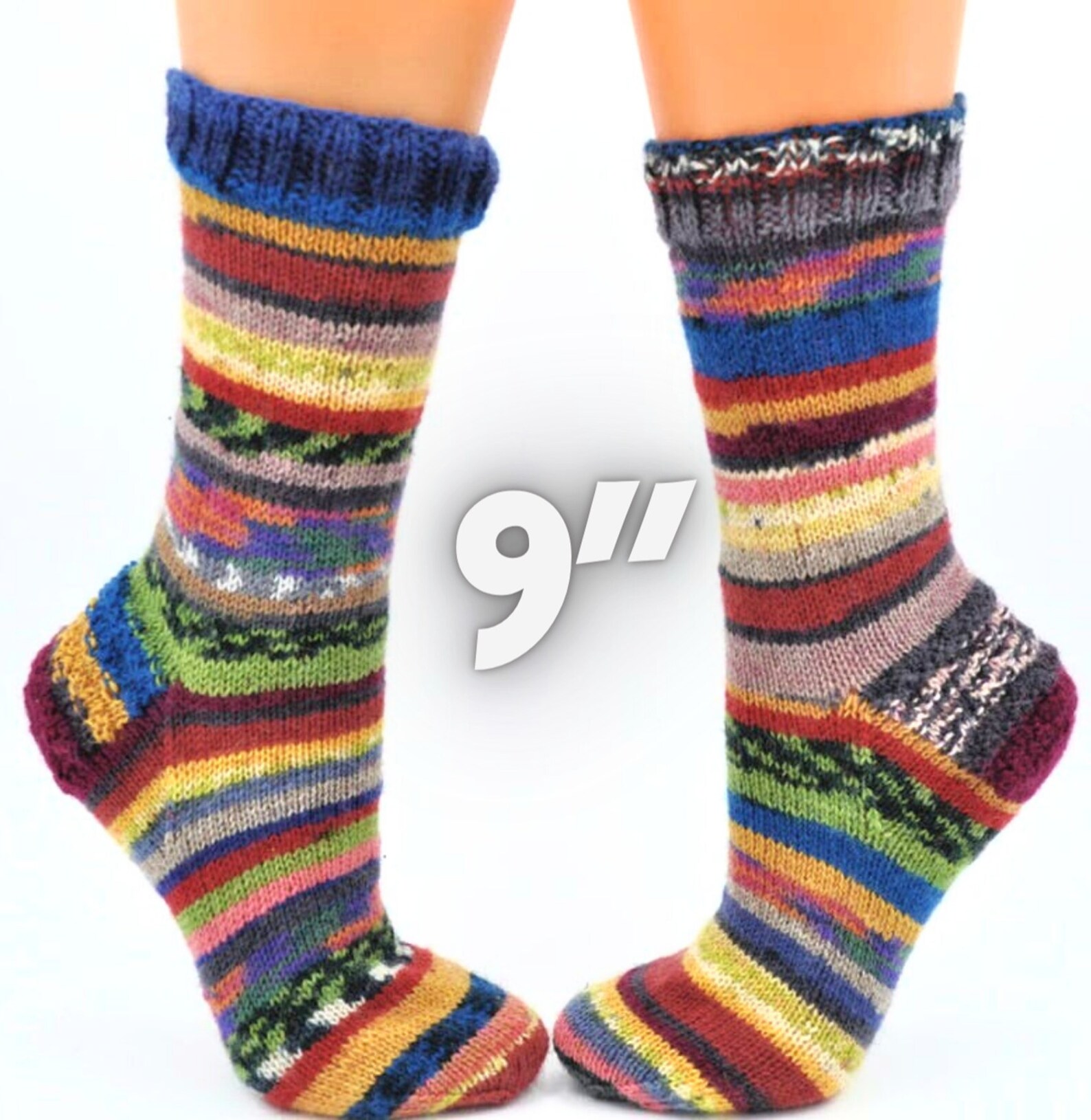 Cute Hand Knitted Scrappy Socks Made From Cozy Wool - Etsy