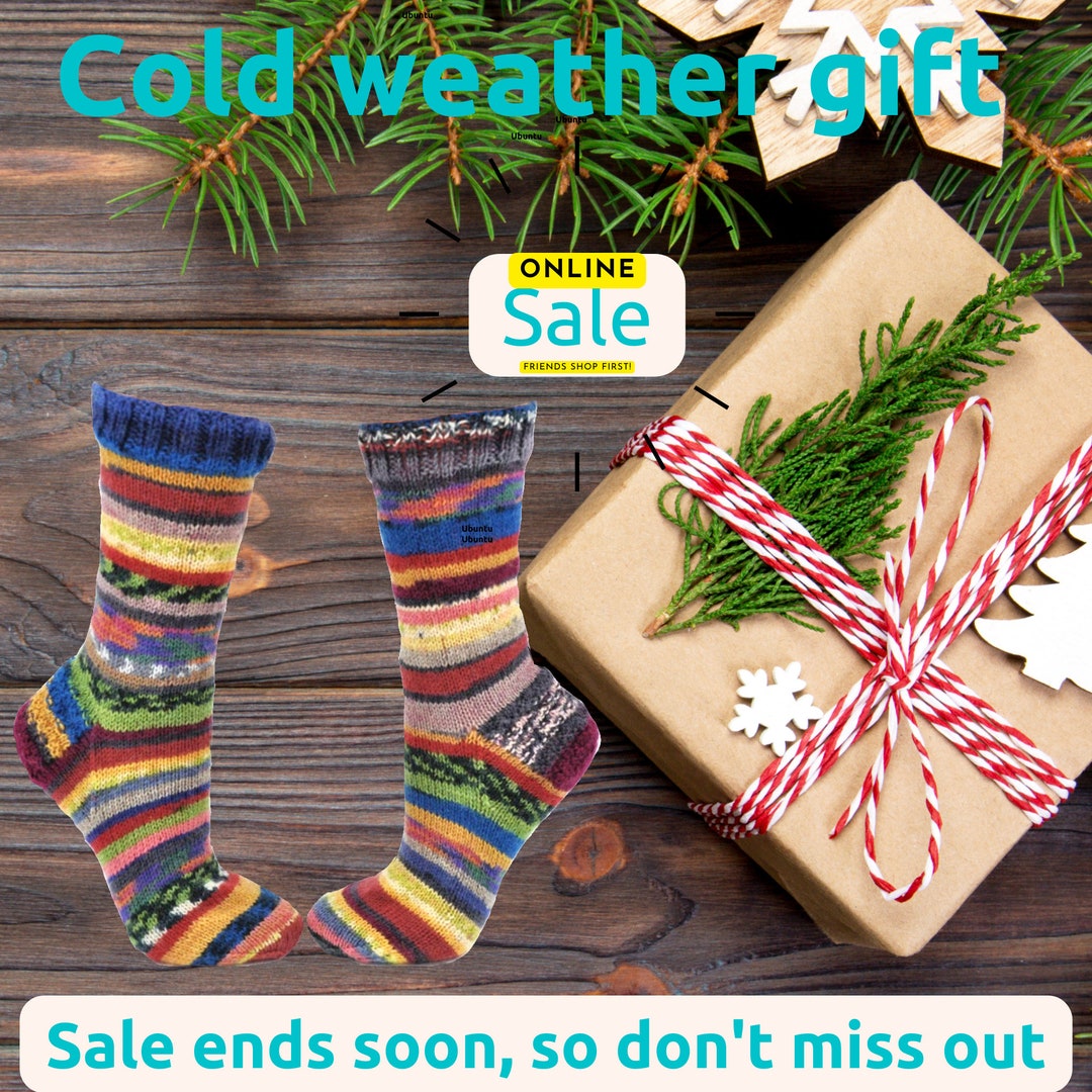 Cute Hand Knitted Scrappy Socks Made From Cozy Wool - Etsy