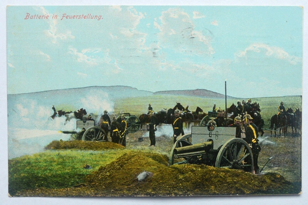 Germany WW1 Army Military Scenes Battery in Fire Prussia 1915 Munchen ...