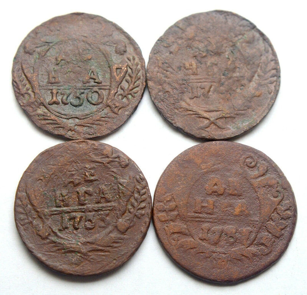 Russia Empire Denga 1743 1749 1750 1753 Old Copper Coins Lot - Etsy