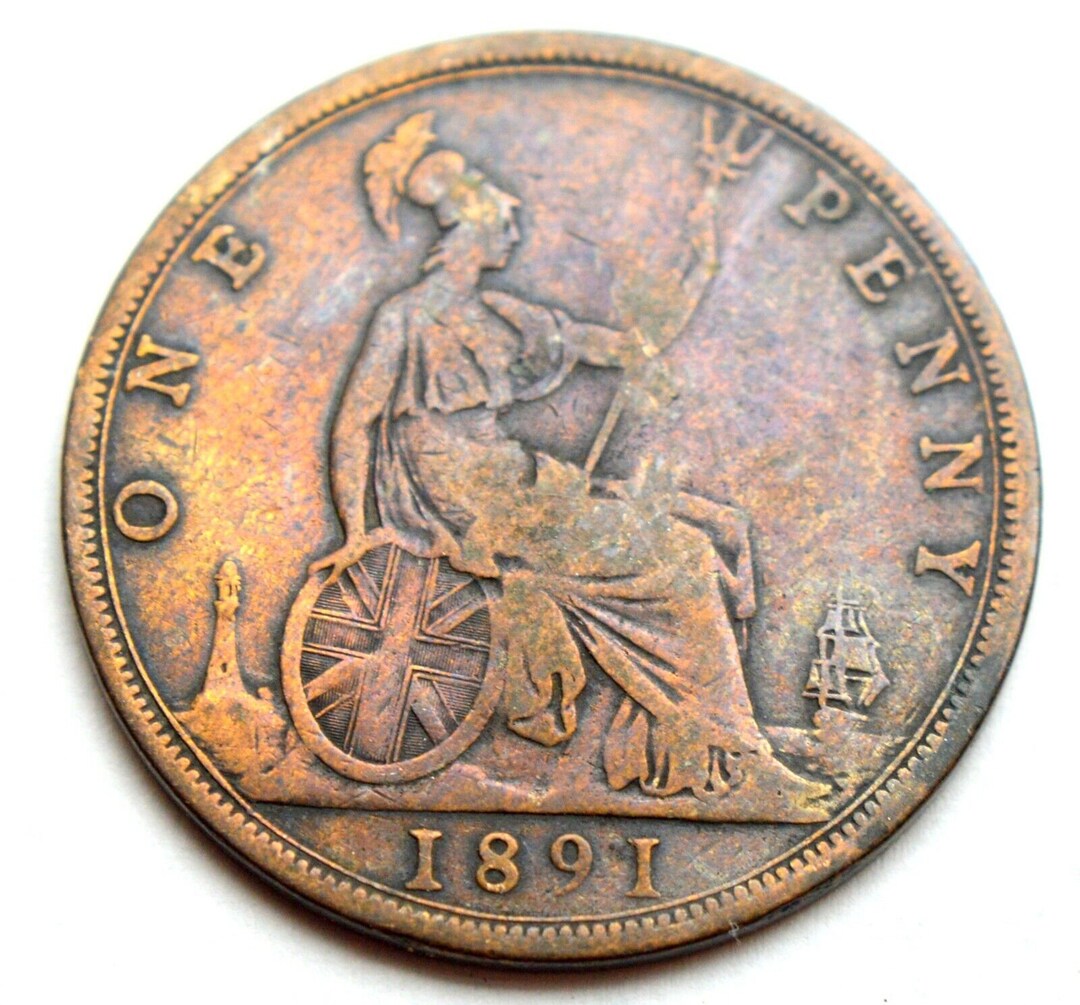 Great Britain UK One Penny 1891 Victoria Queen Old Copper Coin - Etsy