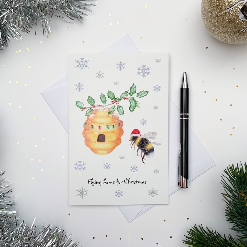 Bee Christmas Card - Etsy UK