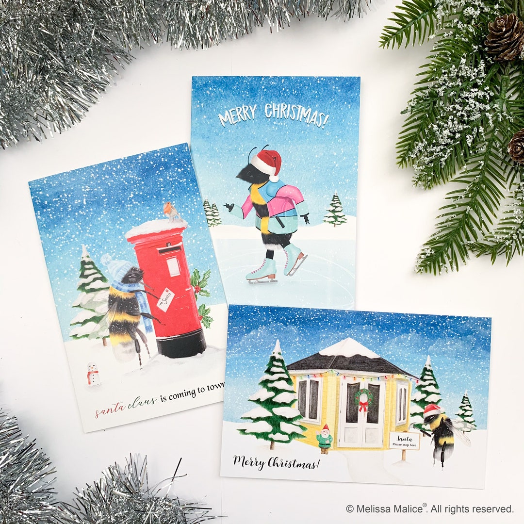 Bumble Bee Christmas Card Pack - Pack of 3 - Etsy