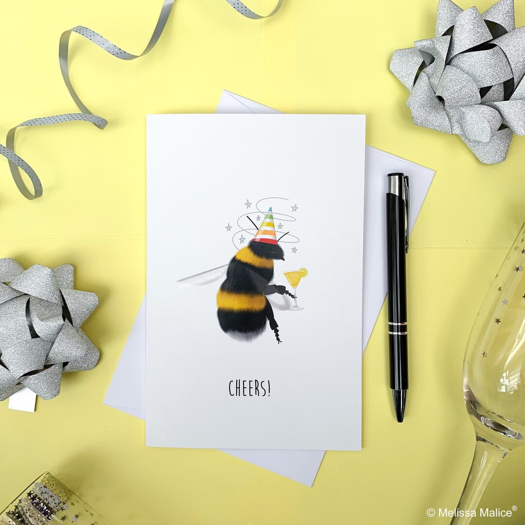 Bumble Bee Birthday Card - Cheers! (i'm Buzzing It's Your Birthday) - Etsy