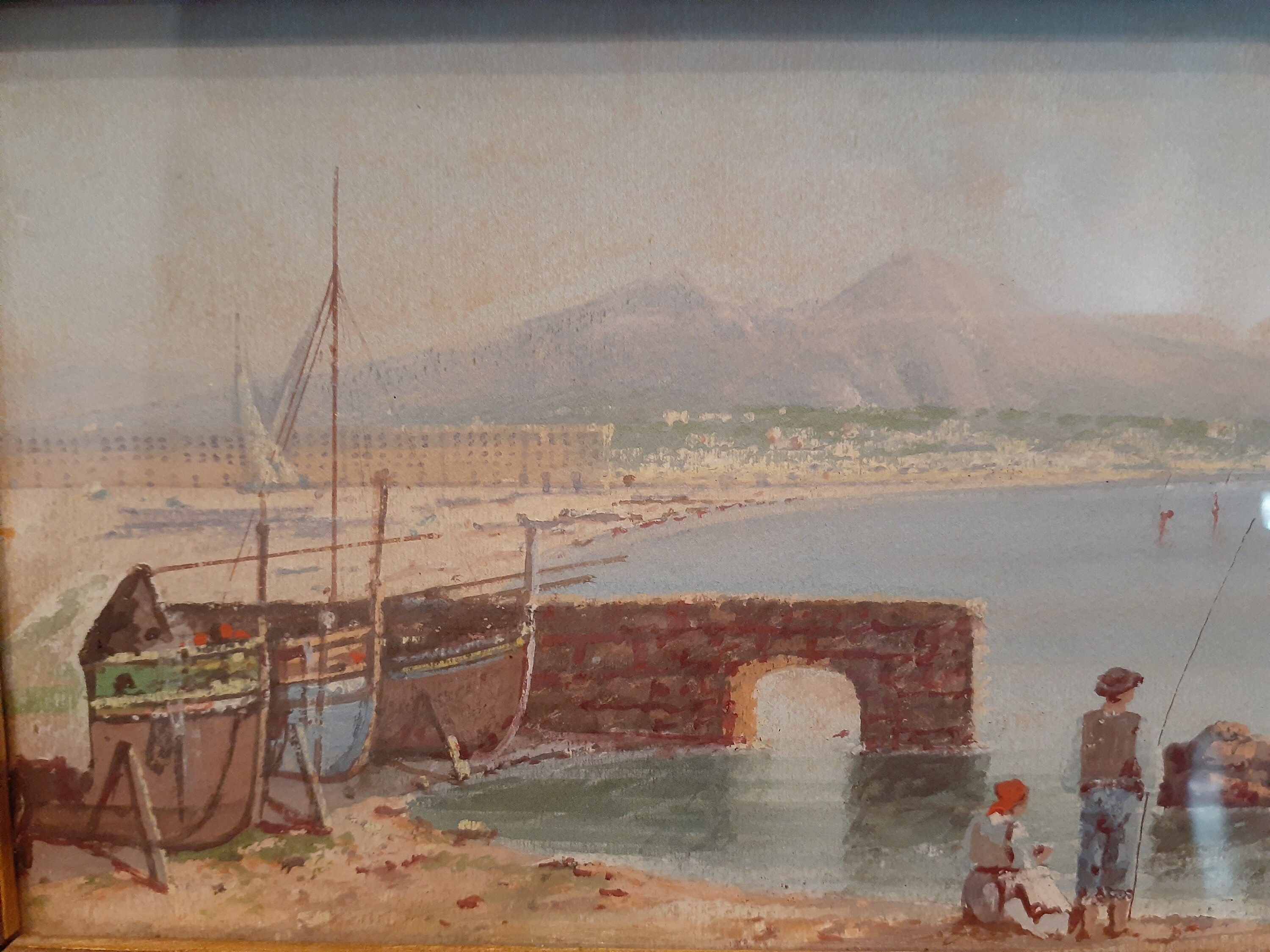Y. Gianni Signed Original Painting Bay of Naples Napoli Smoking Mount ...