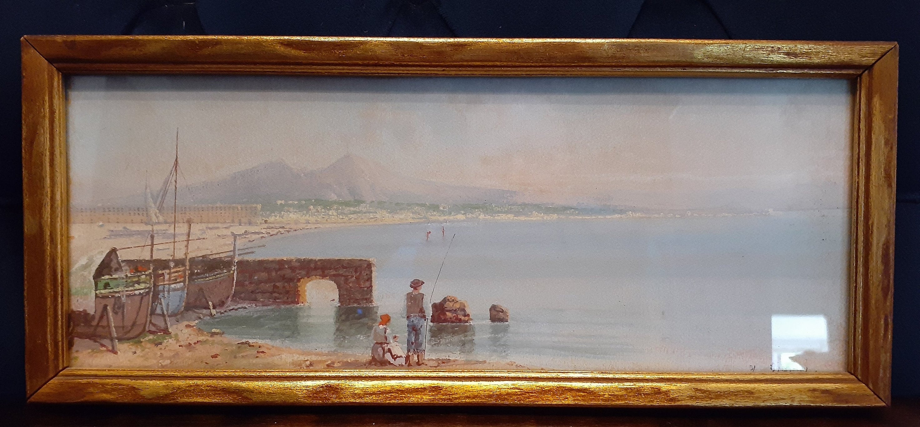 Y. Gianni Signed Original Painting Bay of Naples Napoli Smoking Mount ...