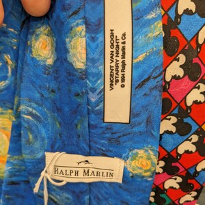 Vintage Ties Mickey Mouse, Ralph Marlin Vincent Van Gogh Star Night - Etsy