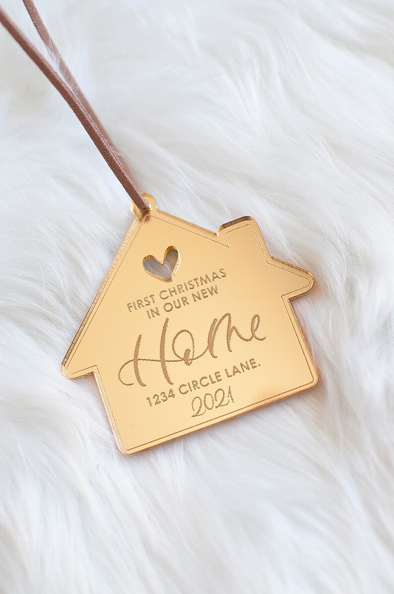 ROSE GOLD Home Sweet Home Personalized Ornament House | Etsy