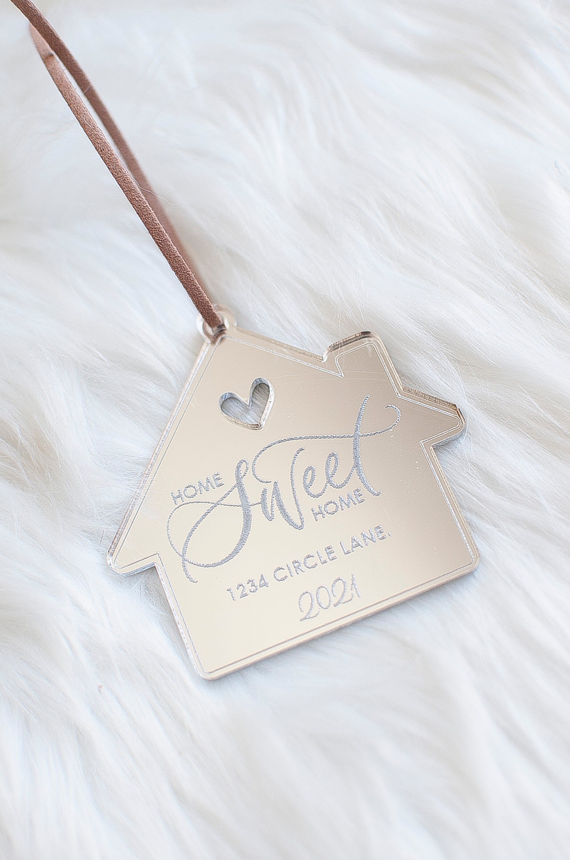 ROSE GOLD Home Sweet Home Personalized Ornament House | Etsy