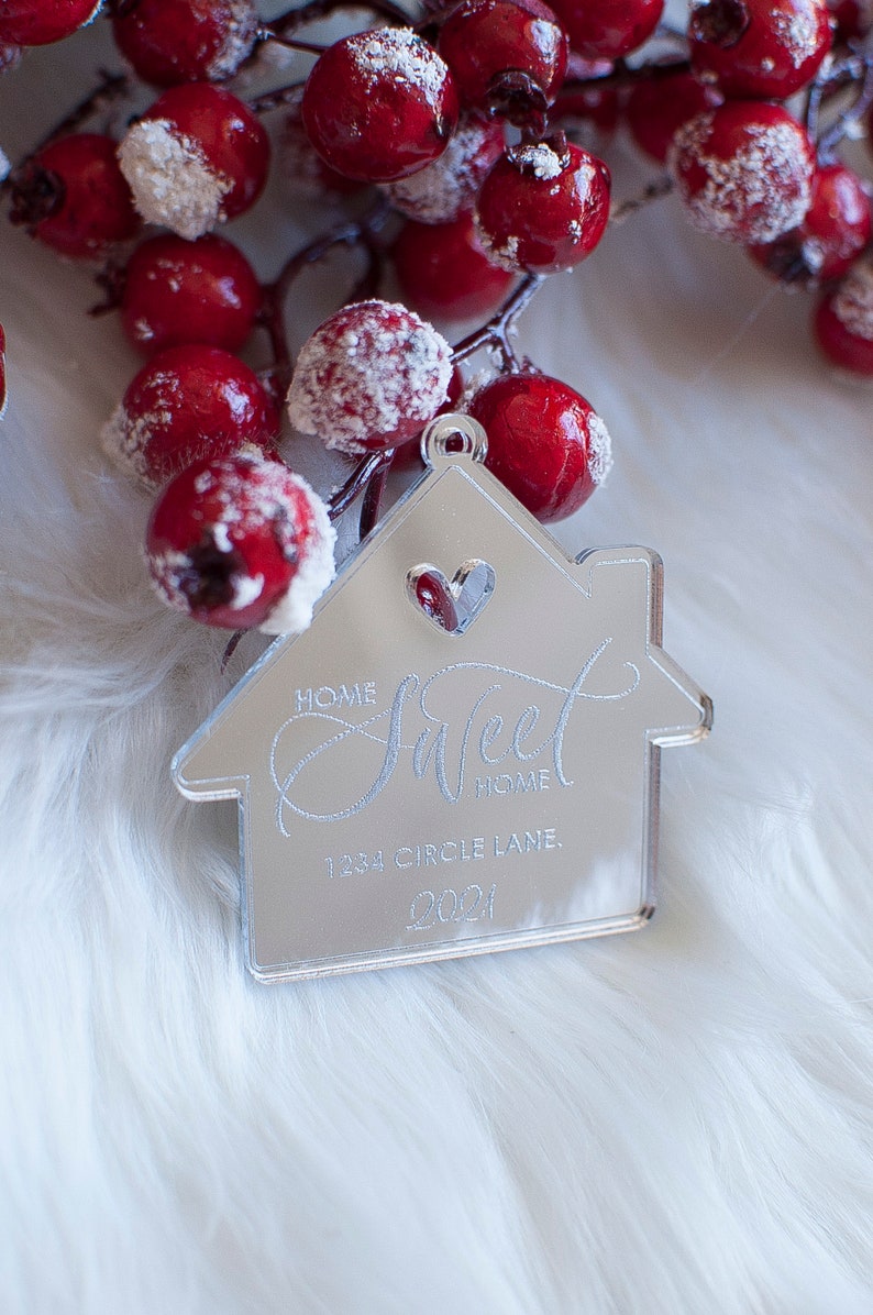 ROSE GOLD Home Sweet Home Personalized Ornament House | Etsy