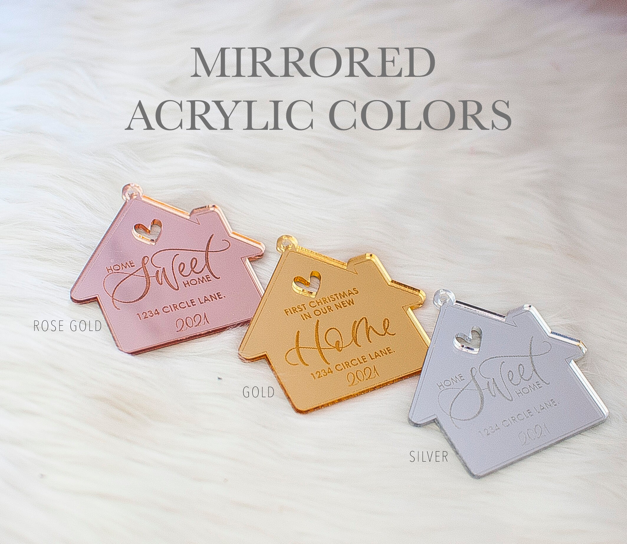 ROSE GOLD Home Sweet Home Personalized Ornament House | Etsy