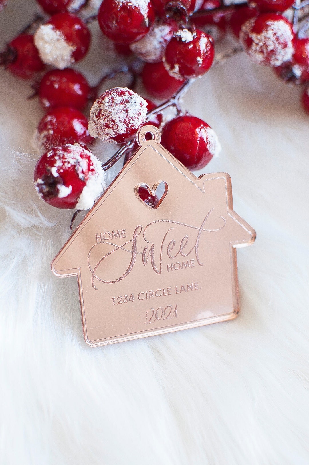 ROSE GOLD Home Sweet Home Personalized Ornament House - Etsy