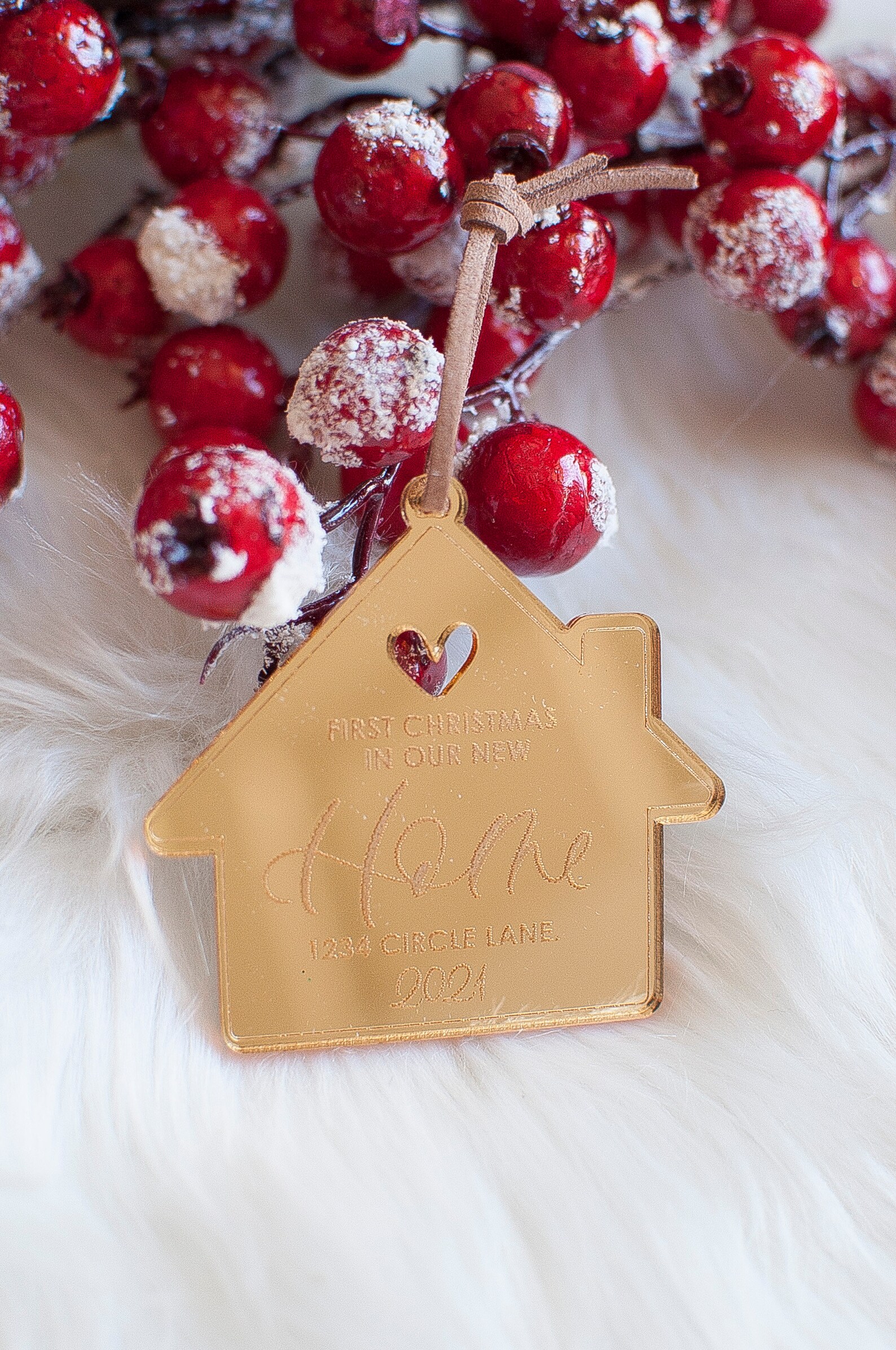 ROSE GOLD Home Sweet Home Personalized Ornament House | Etsy