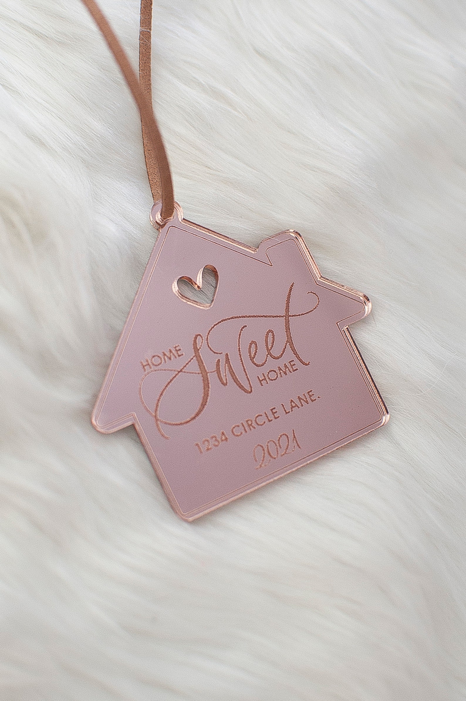 ROSE GOLD Home Sweet Home Personalized Ornament House | Etsy