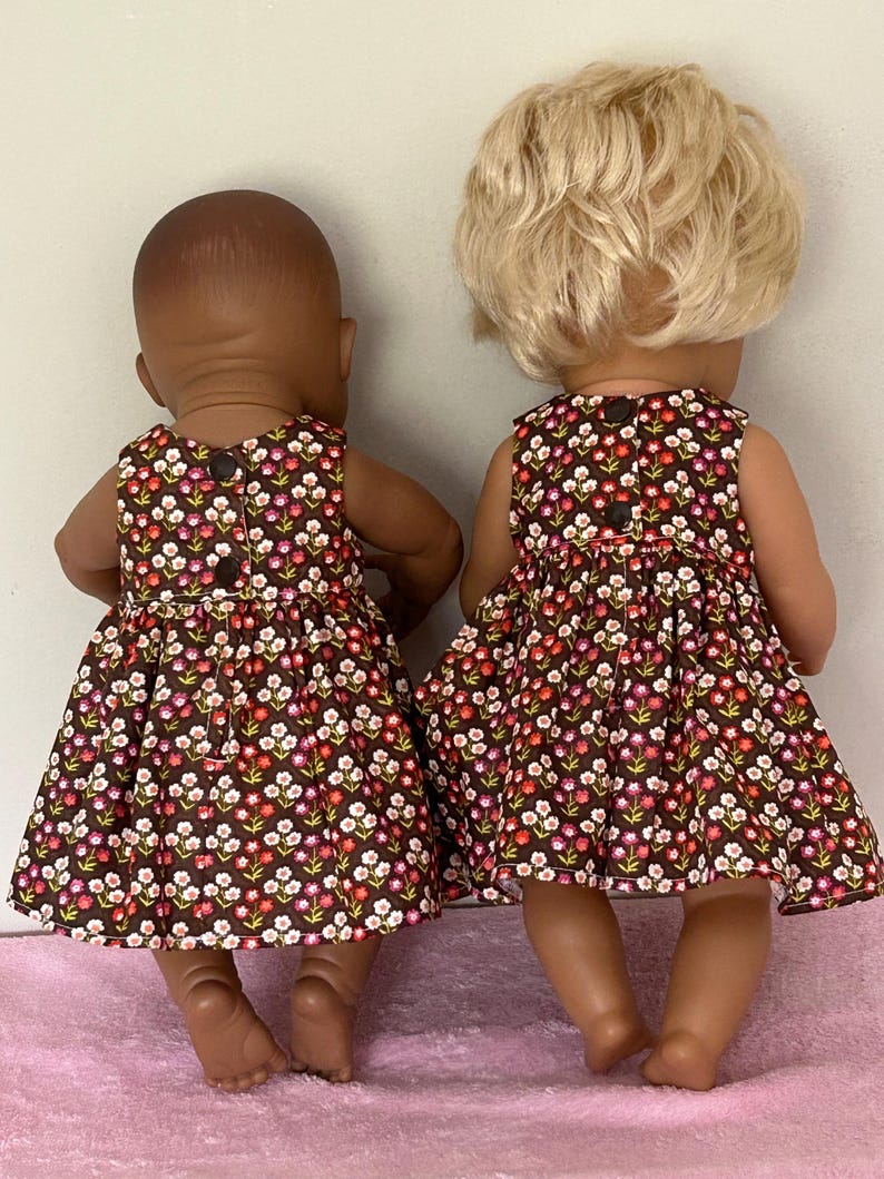 40cm Miniland, Baby Born Doll Brown Floral Print Dress. - Etsy Australia