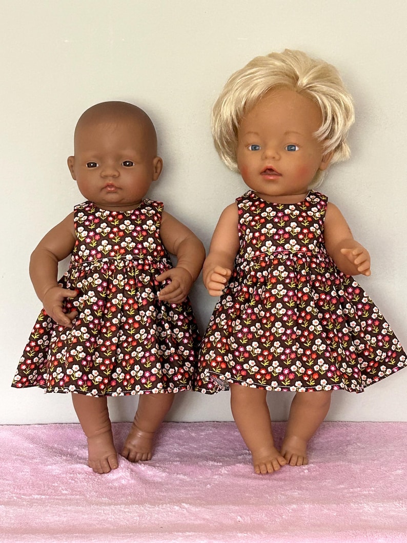 40cm Miniland, Baby Born Doll Brown Floral Print Dress. - Etsy Australia