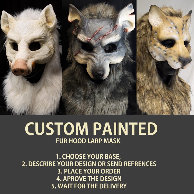Custom Painted Fur Hooded Mask for LARP, Performance and Costuming - Etsy