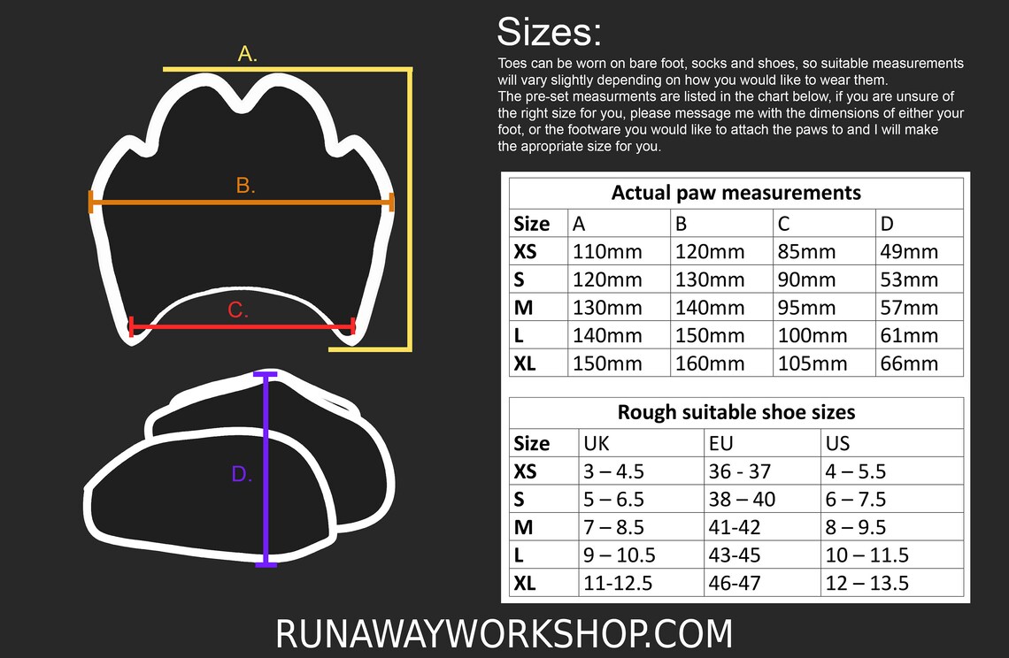 Animal Toe Padding for LARP Cosplay Fursuits and More 1 - Etsy