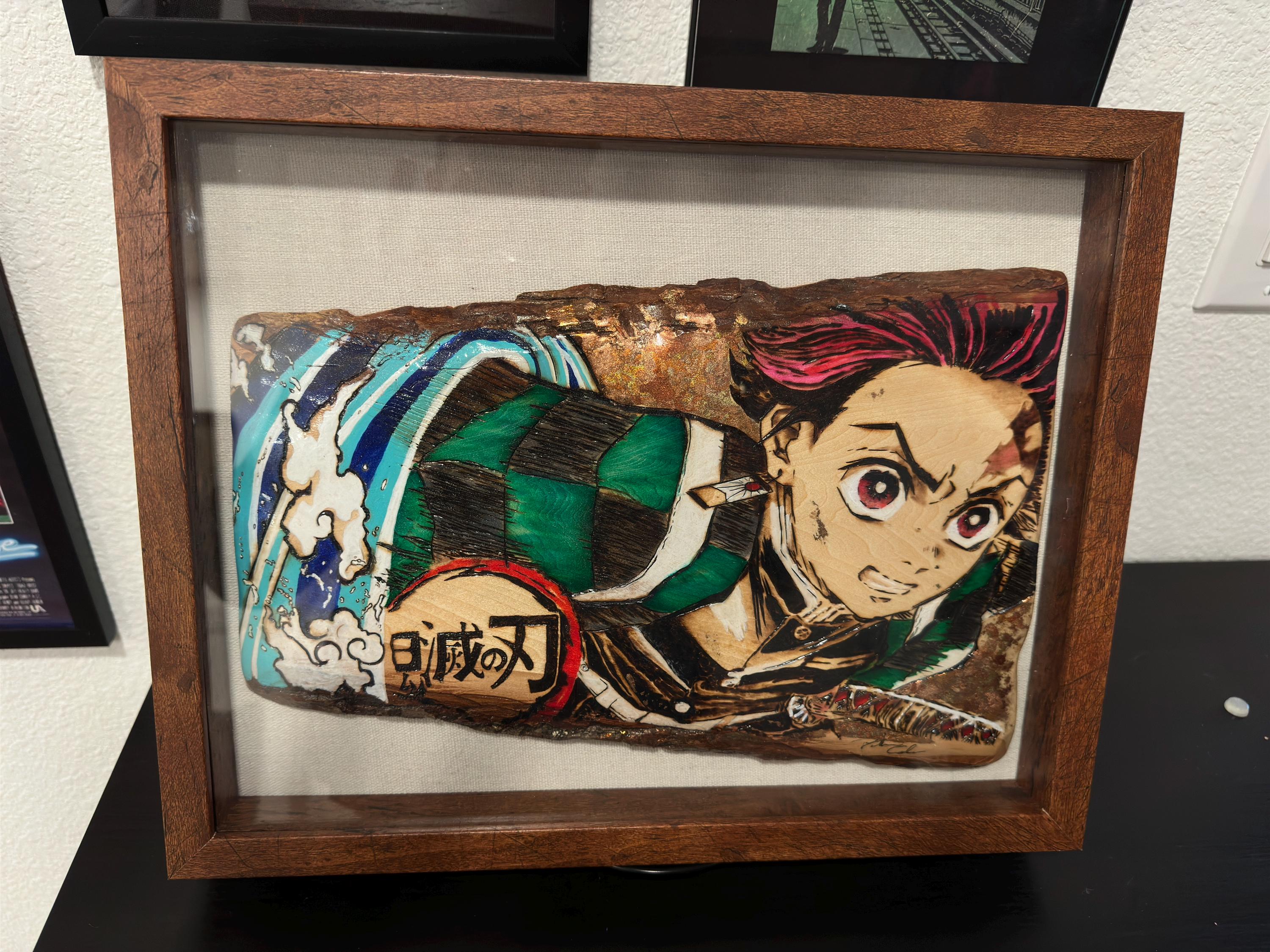 One-of-a-kind Tanjiro Wood Burned & Painted Art | Custom Anime Art - Etsy