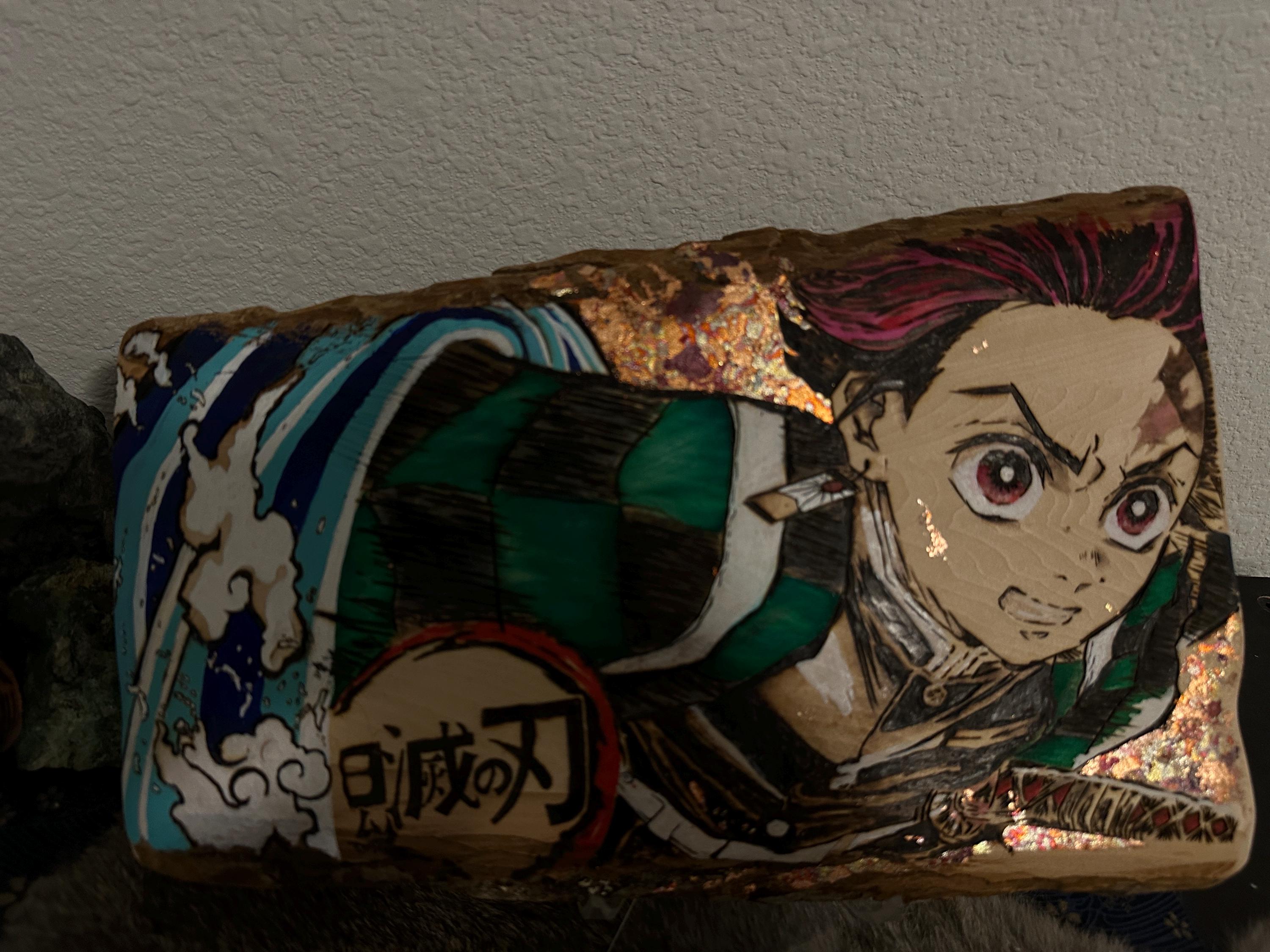 One-of-a-kind Tanjiro Wood Burned & Painted Art | Custom Anime Art - Etsy