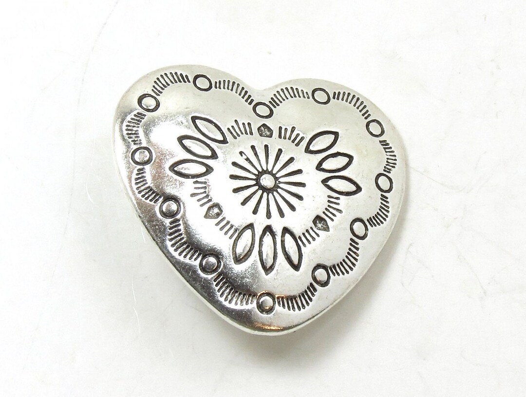 Silver Southwestern Heart Concho Buttons - Antique Silver Metal Shank ...