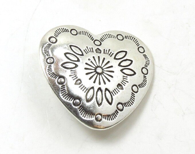 Silver Southwestern Heart Concho Buttons - Antique Silver Metal Shank ...