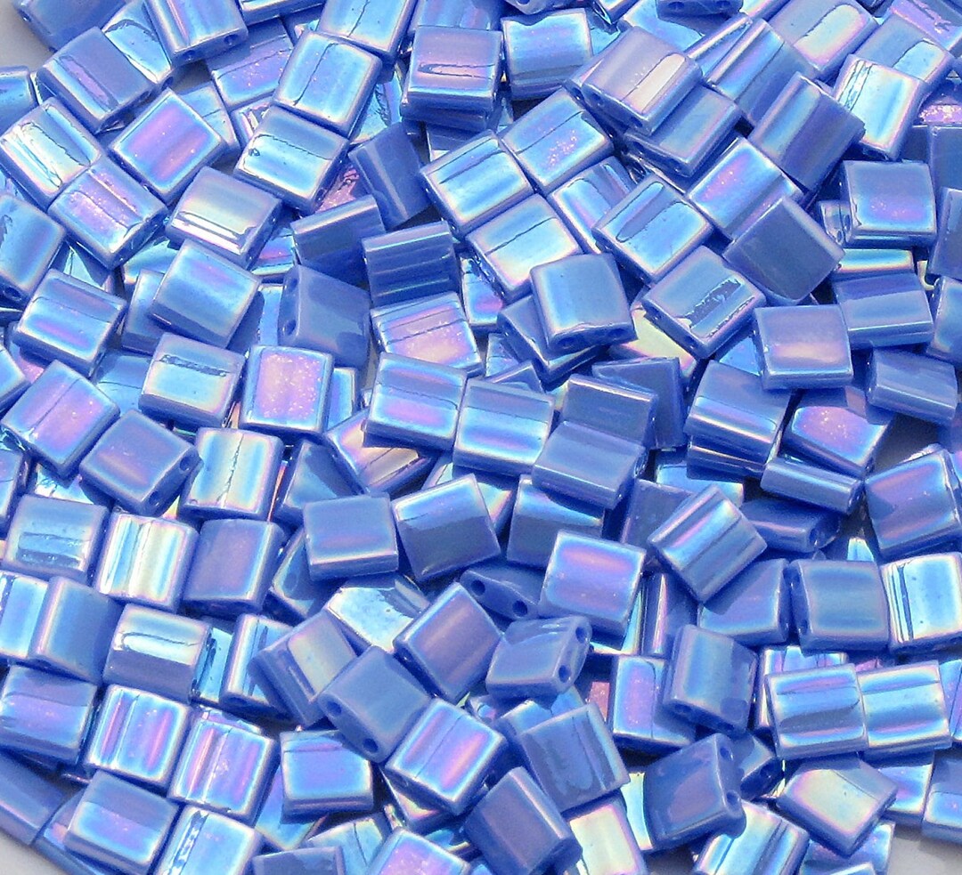 MIYUKI TILA #483- Opaque Periwinkle AB - Two Hole Beads - Blue Tila - 5 ...