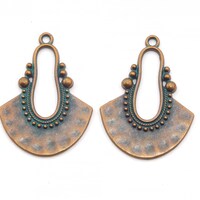 Artisan Tierracast Copper and Blue Earrings, Boho Earrings, Czech Glass ...