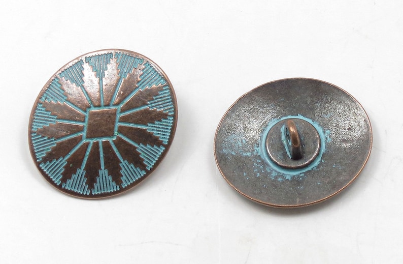 5pcs Antique Copper Patina Southwestern Concho Buttons - Antique Copper ...