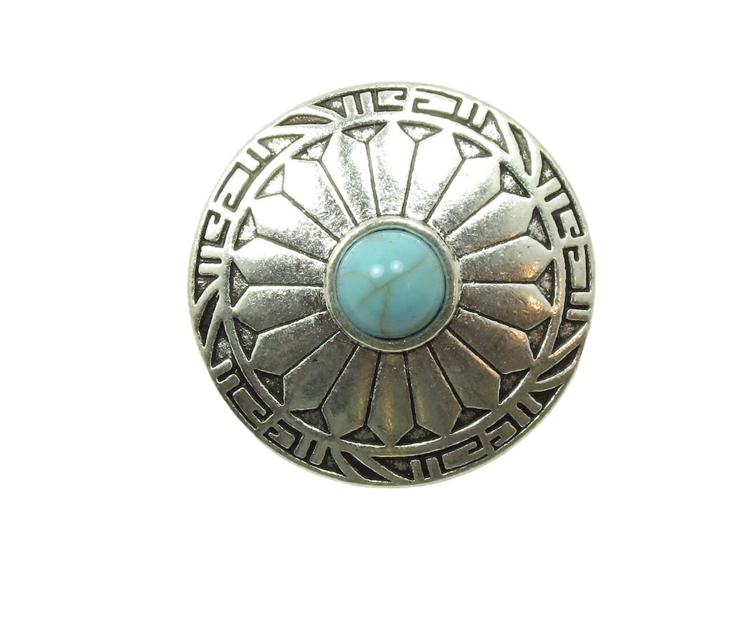 Silver Southwestern Turquoise Concho Buttons - Antique Silver Metal ...