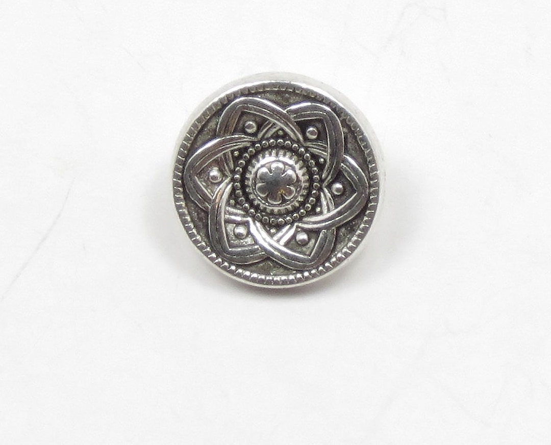 6 Pcs. Antique Silver Metal Button - Silver Metal Shank Button - 15mm ...