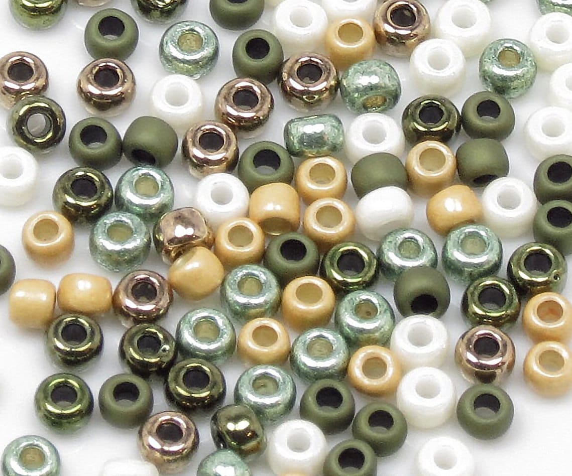6/0 Custom Seed Bead Mix 612 Olive Gold Bronze and Cream - Etsy