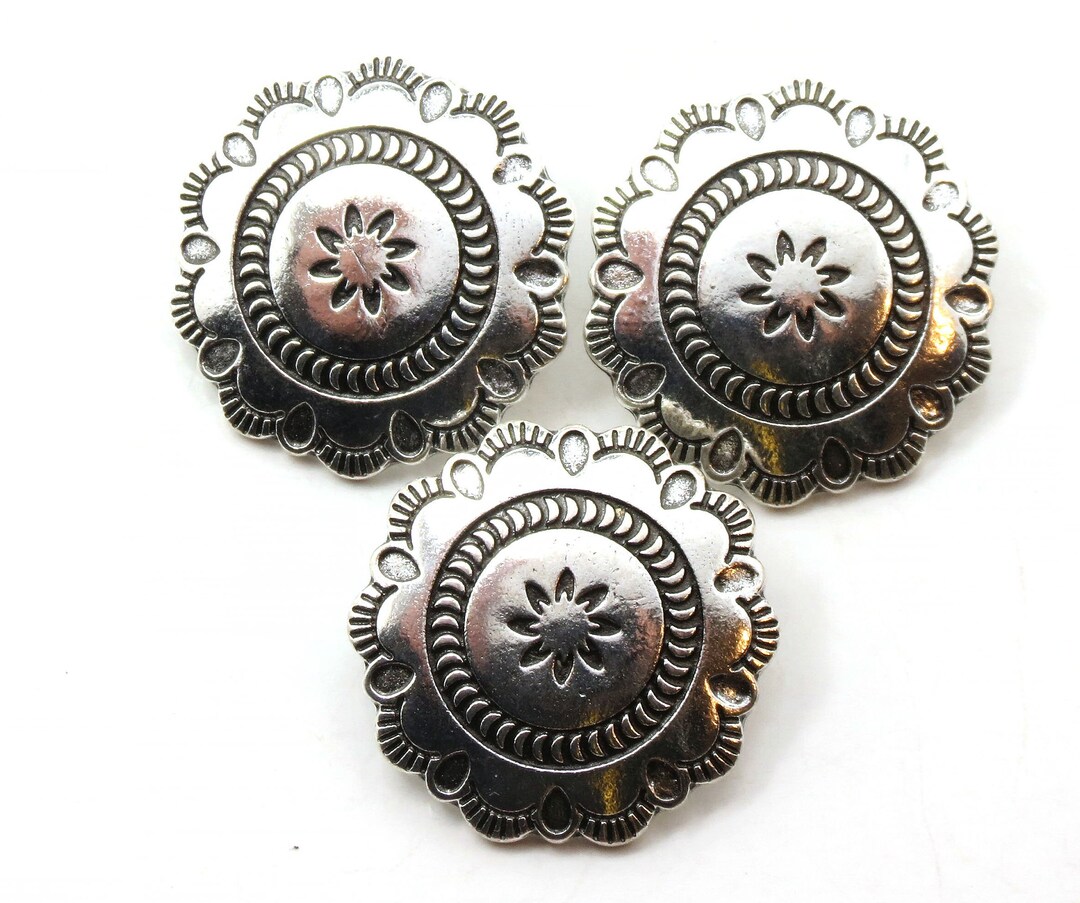 Silver Southwestern Concho Buttons - Antique Silver Metal Shank Buttons ...