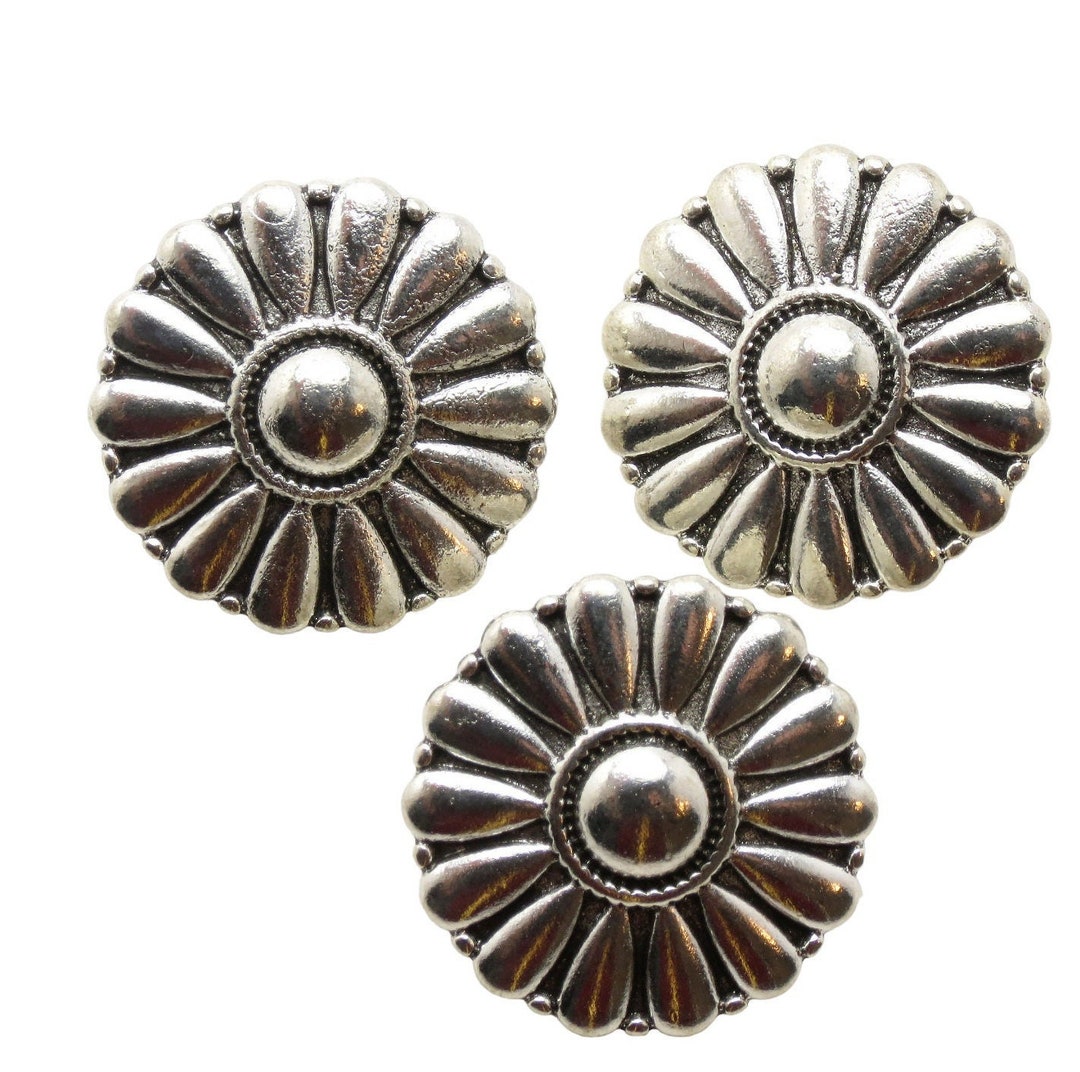 Silver Southwestern Concho Buttons - Antique Silver Metal Shank Buttons ...