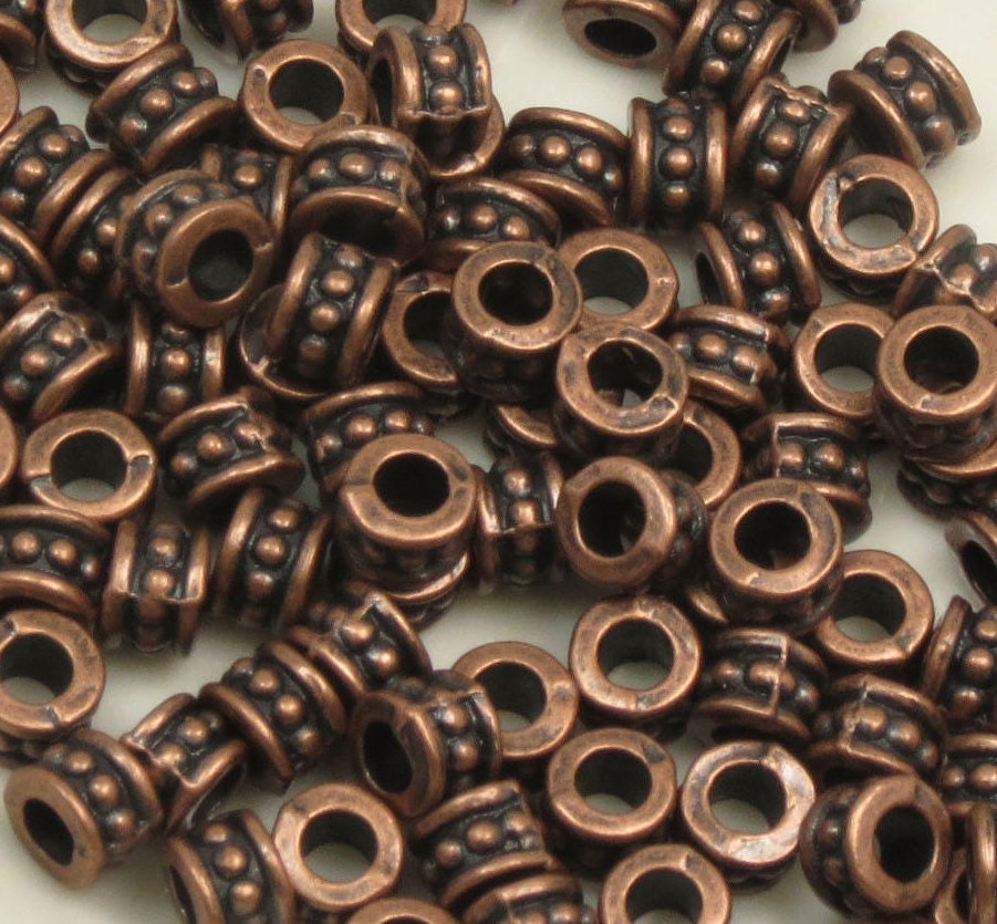 50 pcs ANTIQUE COPPER CYLINDER Spacer Bead-6mm x 4mm-Zinc | Etsy