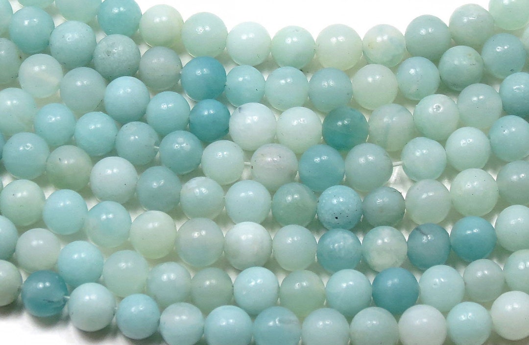 6mm Natural Grade A Amazonite Beads - Light Blue Gemstone Beads ...