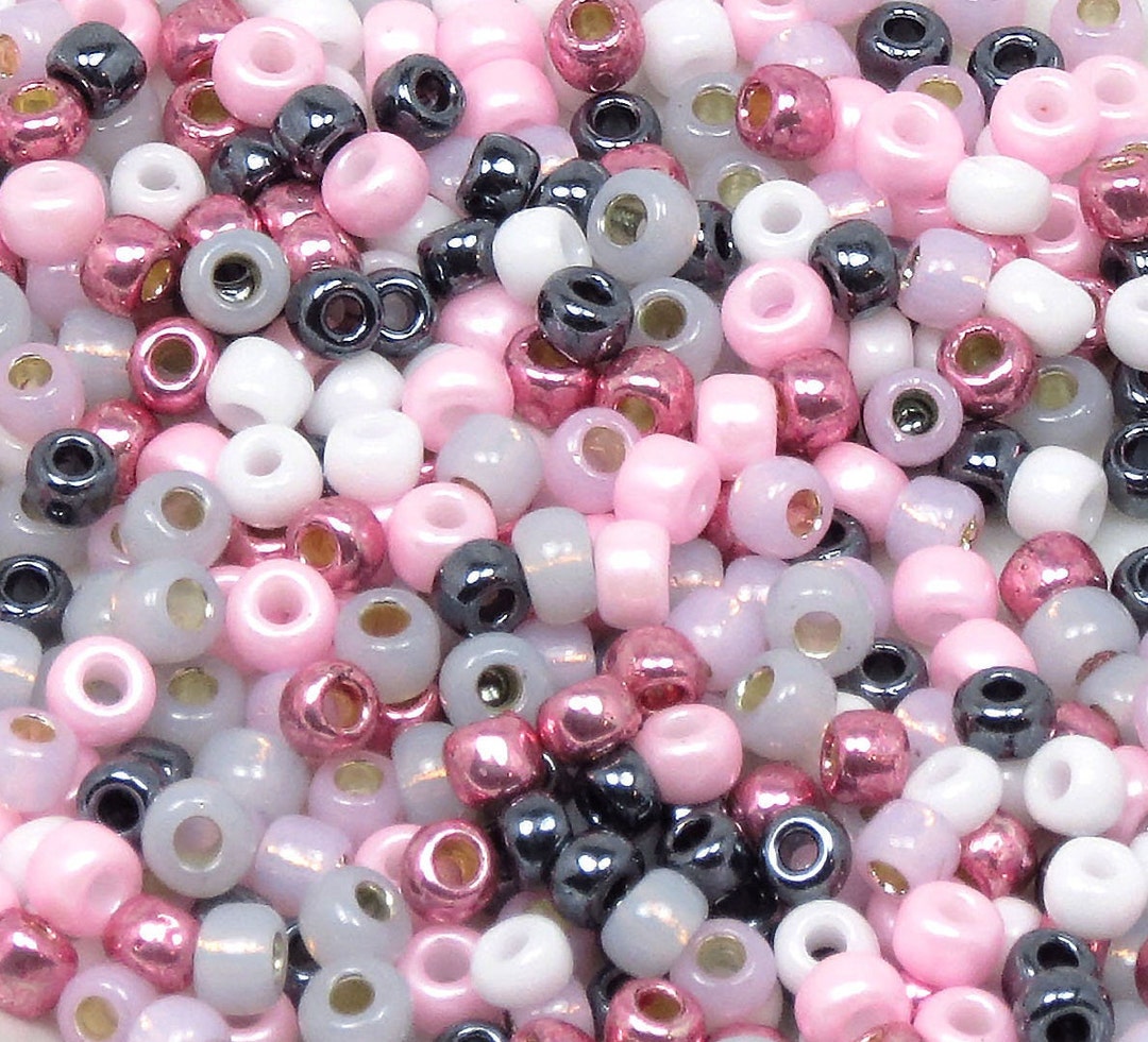 6/0 Custom Seed Bead Mix 613 - Pink and Grey Seed Bead Mix - Pink, Grey ...