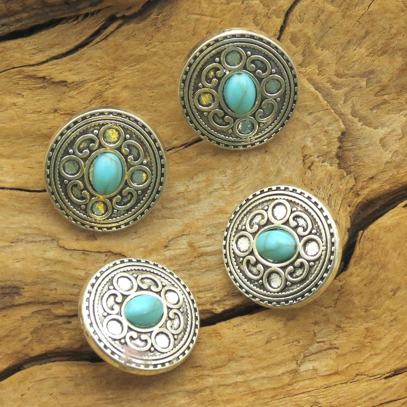 Metal Buttons Turquoise - Etsy
