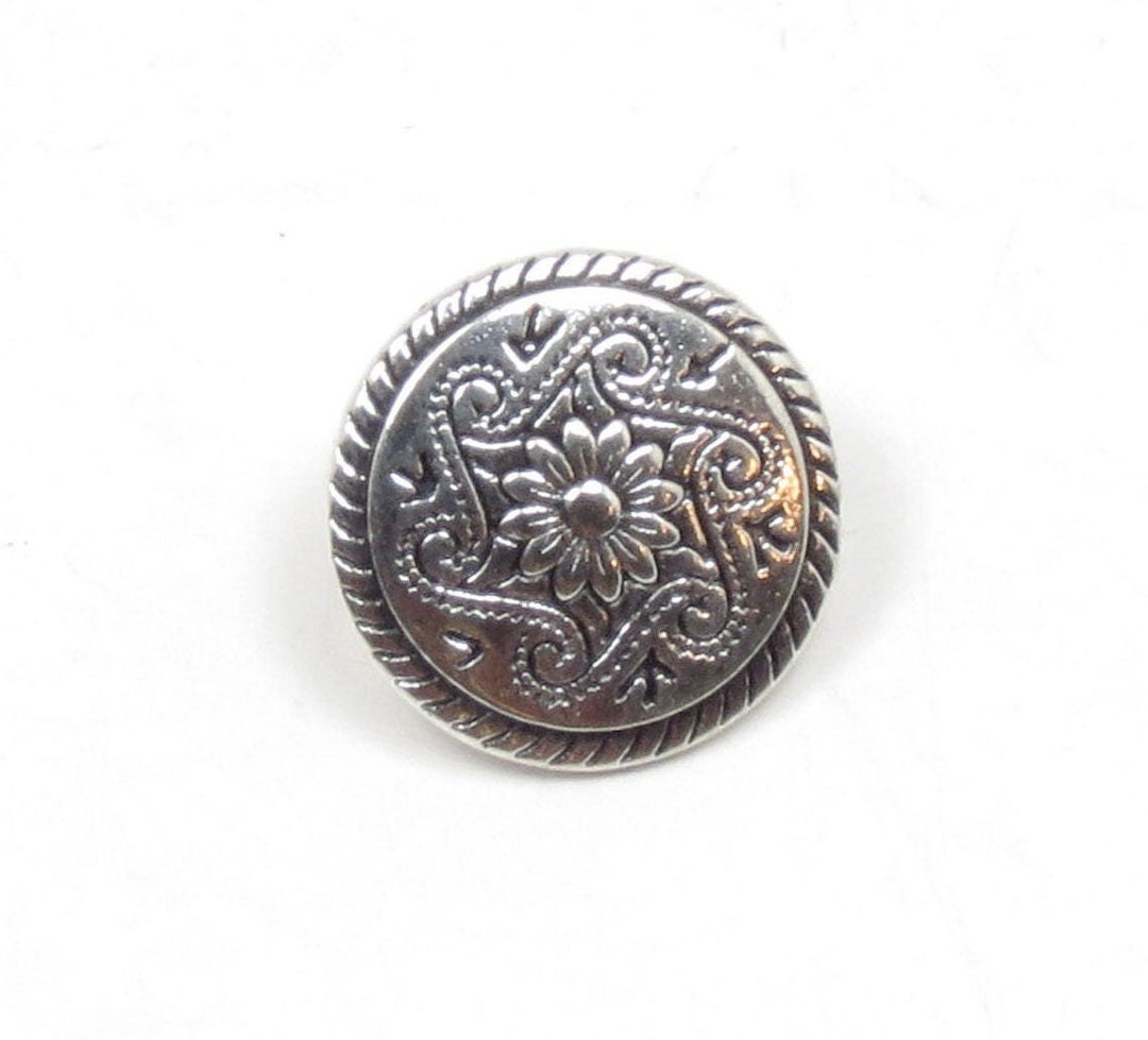 6 Pcs Silver Southwestern Concho Buttons - Antique Silver Metal Shank ...