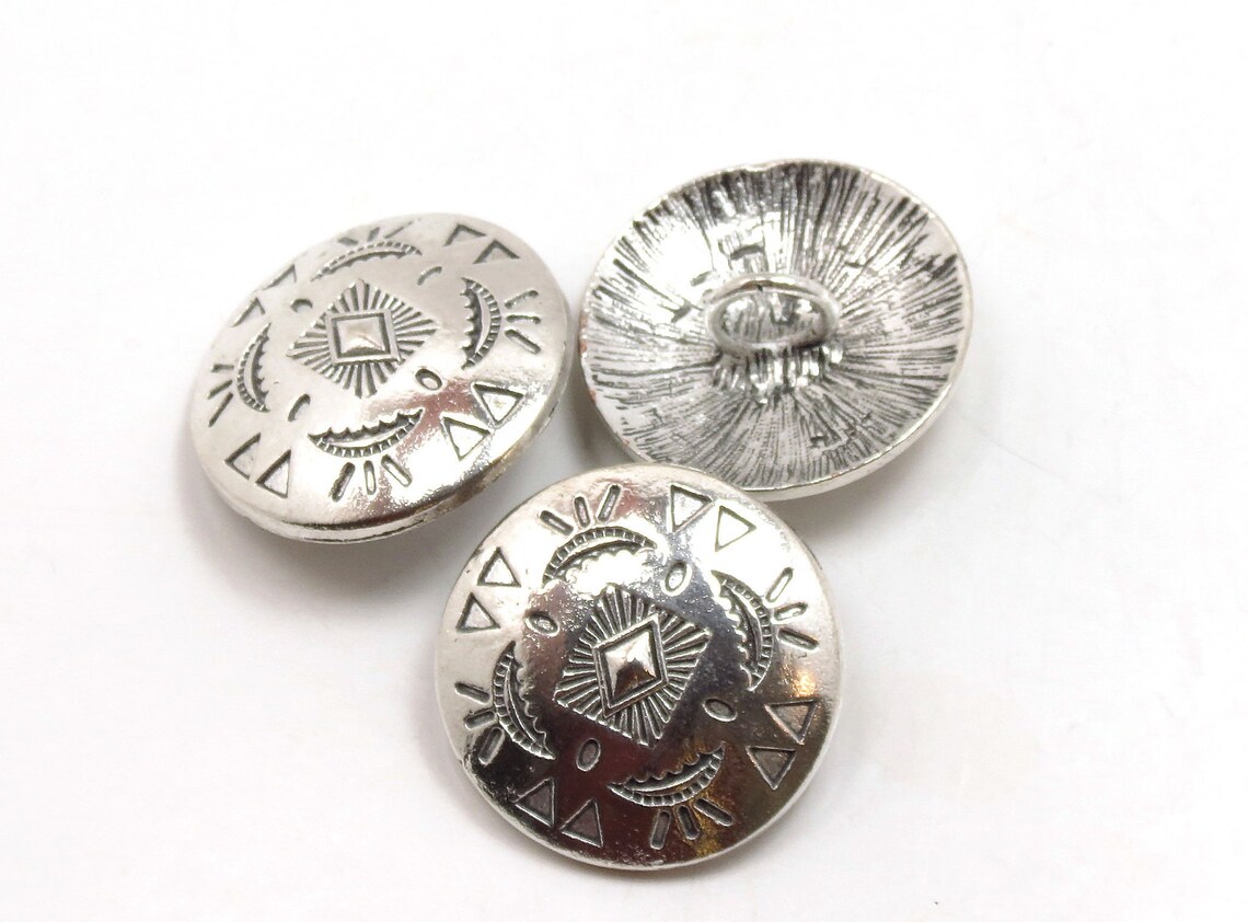 Silver Southwestern Concho Buttons - Antique Silver Metal Shank Buttons ...