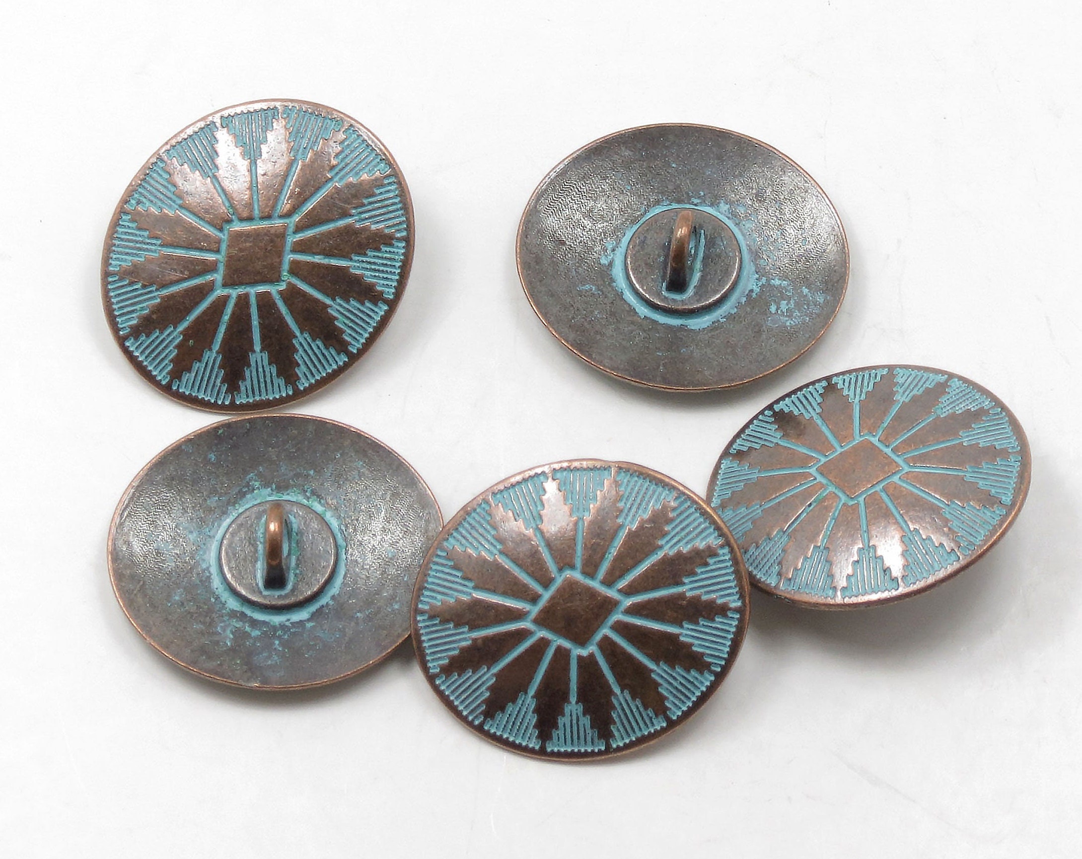 5pcs Antique Copper Patina Southwestern Concho Buttons - Antique Copper ...