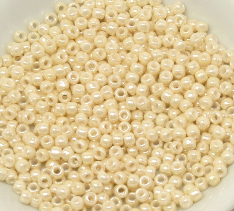 6/0 Opaque Lustered Light Beige - Toho #123 - Cream Colored Seed Beads ...