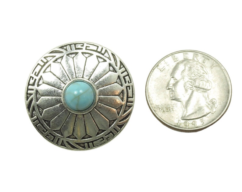 Silver Southwestern Turquoise Concho Buttons - Antique Silver Metal ...