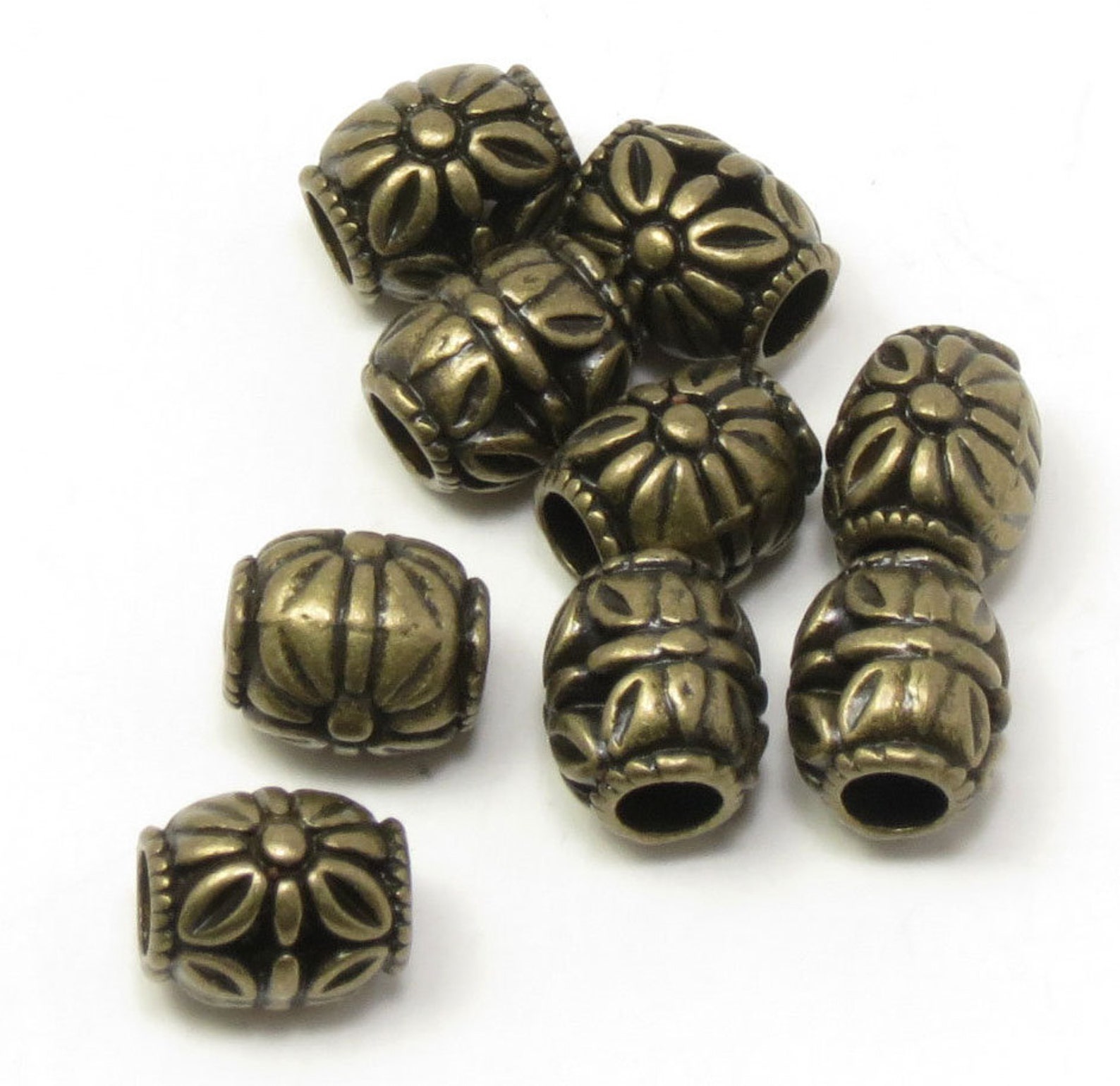 25 Pcs Large Hole Antique Bronze Spacer Bead - 10mm X 8mm - Zinc Alloy ...