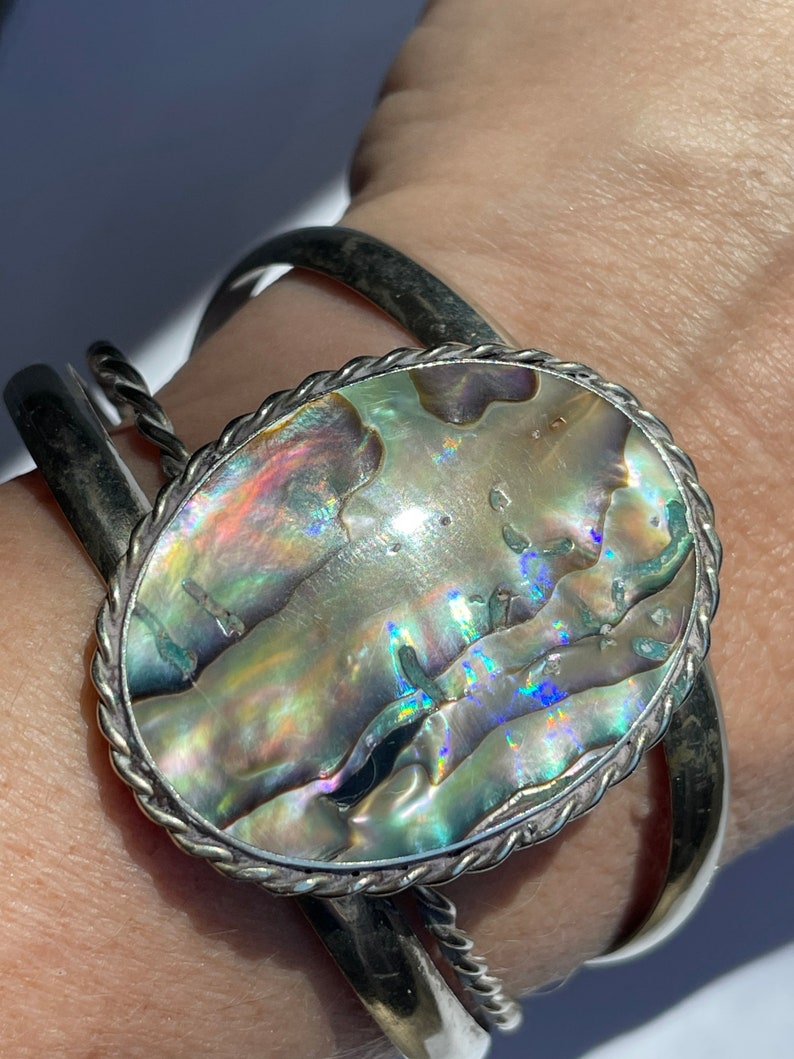 Vintage Alpaca Mexico Abalone Cuff Bracelet - Etsy