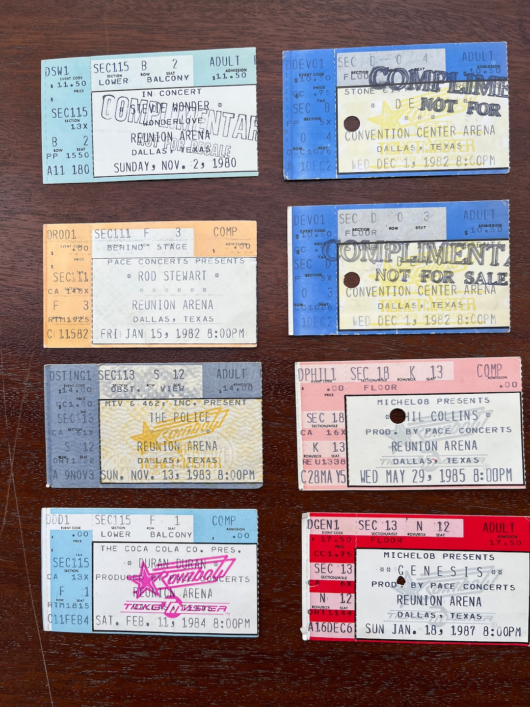 Vintage 1980's Dallas Texas Concert Ticket Stubs Lot of 8. Stevie ...